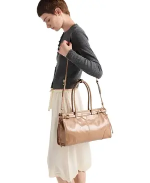 Prada Bonnie Large Convertible Shoulder Handbag - Powder