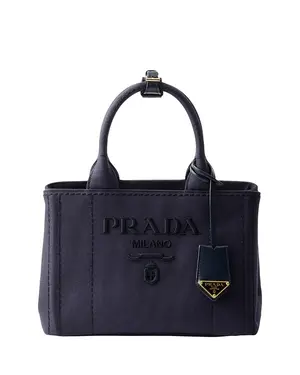 Prada Jardiniere Small Cotton Canvas Handbag - Blue