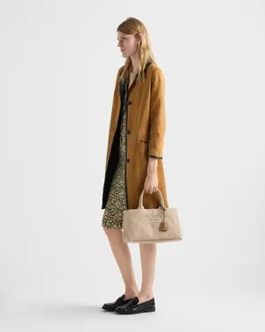 Prada Jardiniere Small Cotton Canvas Handbag - Neutral