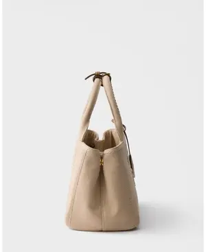 Prada Jardiniere Small Cotton Canvas Handbag - Neutral