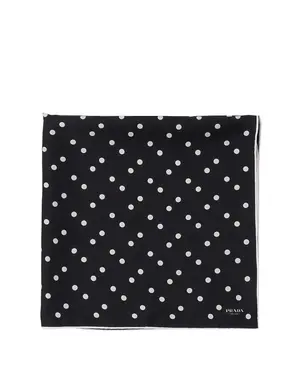 Prada Printed Silk Twill Scarf - Black