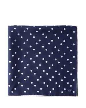 Prada Printed Silk Twill Scarf Blue
