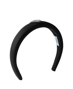 Prada Re-nylon Headband - Black And Silver
