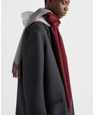 Prada Double Cashmere Scarf - Bordeaux/slate