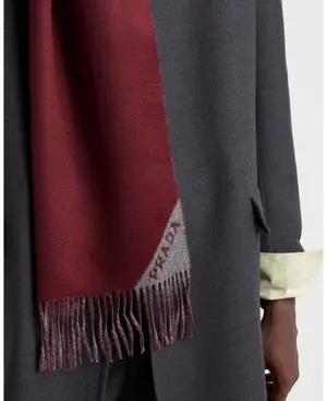 Prada Double Cashmere Scarf - Bordeaux/slate