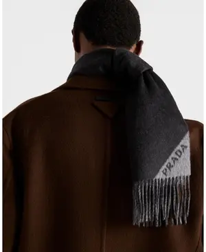 Prada Double Cashmere Scarf - Grey