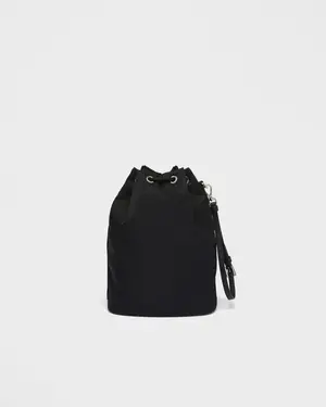 Prada Re-nylon Drawstring Pouch With Leather Wristlet - Black