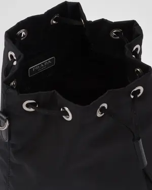Prada Re-nylon Drawstring Pouch With Leather Wristlet - Black
