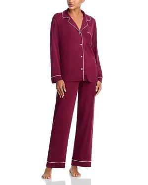 Eberjey Gisele Tencel Modal Long Pj Set Bordeaux/ivory