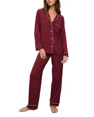Eberjey Gisele Tencel Modal Long Pj Set Cabernet/ivory