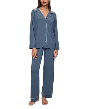 Eberjey Gisele Tencel Modal Long Pj Set Coastal Blue/ice Blue