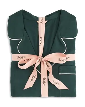 Eberjey Gisele Tencel Modal Long Pj Set - Pine/ivory