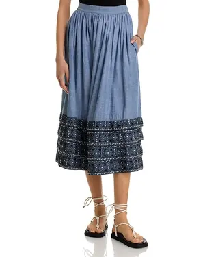 AREA STARS Chambray Embroidered Skirt