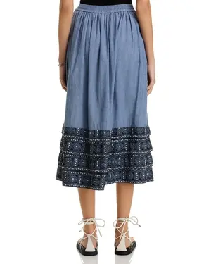 AREA STARS Chambray Embroidered Skirt