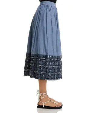 AREA STARS Chambray Embroidered Skirt