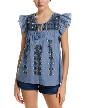 AREA STARS Embroidered Ruffle Top