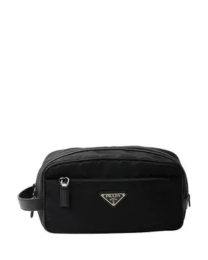 Prada Re-nylon And Saffiano Leather Travel Pouch - Black