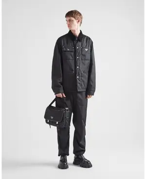 Prada Re-nylon And Saffiano Leather Shoulder Bag - Black