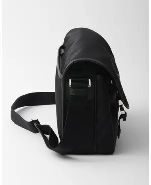 Prada Re-nylon And Saffiano Leather Shoulder Bag - Black