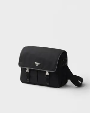 Prada Re-nylon And Saffiano Leather Shoulder Bag - Black