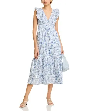 Aqua Ruffled Midi Dress