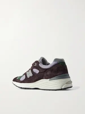 NEW BALANCE 991 Leather And Suede Trimmed Mesh Sneakers - Brown