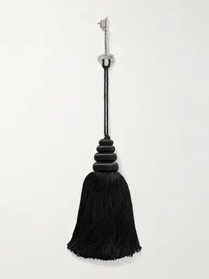 SOPHIE BUHAI Tasseled Satin And Silver Bag Charm - Black