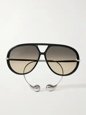 Bottega Veneta Aviator-style Acetate Sunglasses - Silver