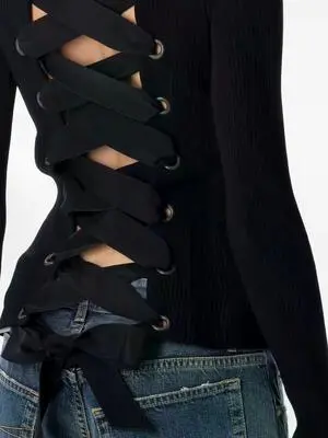 Balenciaga Ribbed Knit Jumper With Lace-up Detail