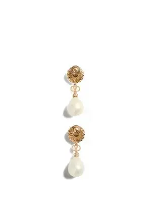 Valentino Garavani Vlogo Signature Drop Earrings With Pearls And Crystals - Gold