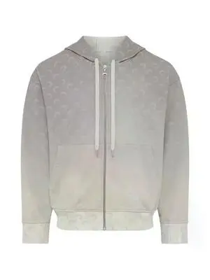 MARINE SERRE Moon-pattern Fleece Hoodie - Grey