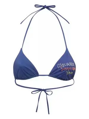 Dsquared2 Embroidered Triangle Bikini Top - Blue