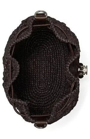 Tory Burch T Monogram Raffia Bucket Bag - Cocoa
