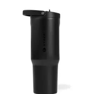 HYDROJUG Sport Insulated Stainless Steel Water Bottle With Flip Straw And Swivel Handle For Gym & Outdoors - Black