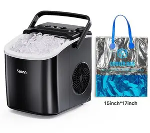 SILONN 26-lb Countertop Self-cleaning Ice Maker W/ Cooler Bag - One-color