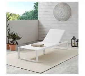 LINON Home Holland Aluminum Outdoor Chaise Loun Ge White - One-color