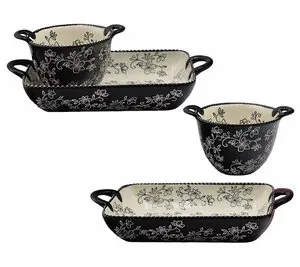 TEMP-TATIONS As Is Floral Lace 4-pc Baker And Bowl Set - One-color