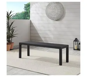 LINON Home Holland Aluminum Outdoor Bench Black - One-color
