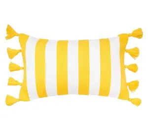 VALERIE PARR HILL Cabana Daffodil Stripes Tassels Pillow Valer Ie - One-color