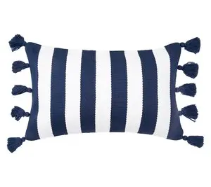 VALERIE PARR HILL Cabana Navy Stripes Tassels Pillow Valerie - One-color