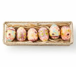 MACKENZIE-CHILDS As Is Exclusive Set/6 Calico Eggs - One-color