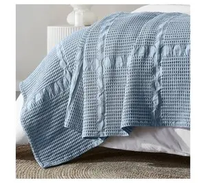 SUPERIOR Mai Geometric Waffle Cotton Blanket, F Ull Queen