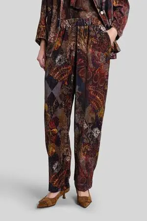 YAVI Printed Cotton Pants - Brown