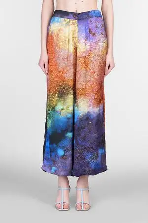 YAVI Printed Velvet Pants - Multicolor