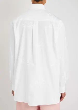 Simone Rocha Carnation Bow-embroidered Cotton-poplin Shirt