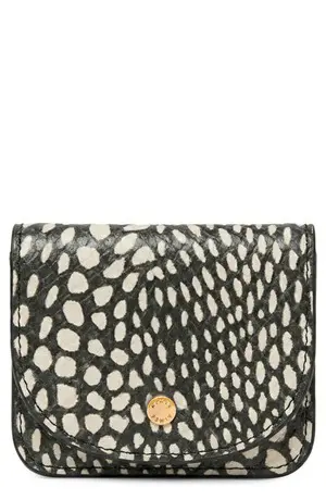 AIMEE Pucker Up Leather Card Case Black/white Embossed Lizard