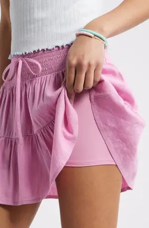 Bp. Smocked Waist Tiered Mini Skirt - Pink Moonlite