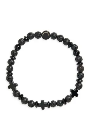 Caputo & Co Cross Beaded Stretch Bracelet Lava