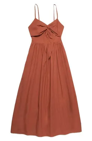 Deluc Padua Tie-bust Cotton Sundress - Reddish Brown