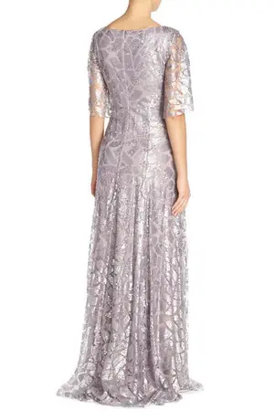 Maggy London Camilla Sequin Flutter Sleeve Gown